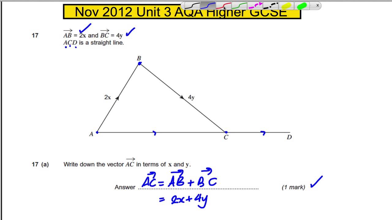 AQA Unit 3 Maths Higher GCSE - November 2012 Q17 - YouTube