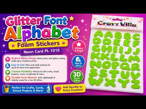 Glitter Font Alphabet Foam Stickers Neon Card PL-1010