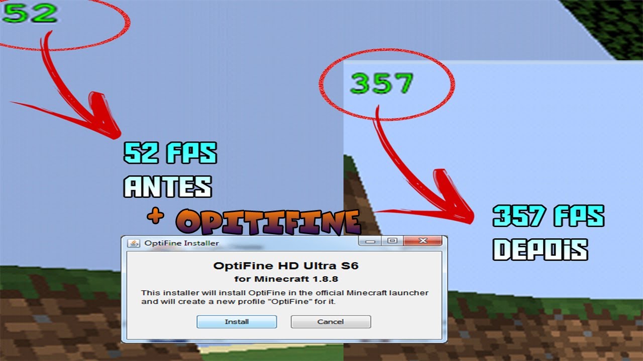 COMO GANHAR ATÉ 300 DE FPS NO MINECRAFT + OPTIFINE ‹#r4zec› - YouTube
