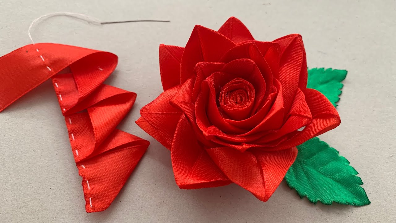 DIY Satin Ribbon Rose Flowers | How to make ribbon rose | Ribbon ...