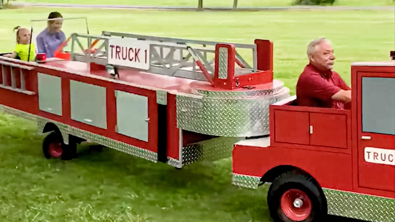 Grandfather Builds Amazing DIY Fire Truck for Grandkids - YouTube