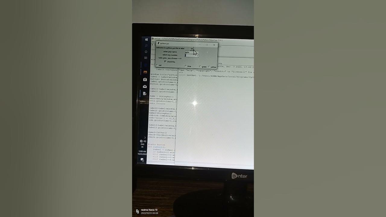 Simple Interface Using Python Tkinter Python Pythontkinter Youtube 3609