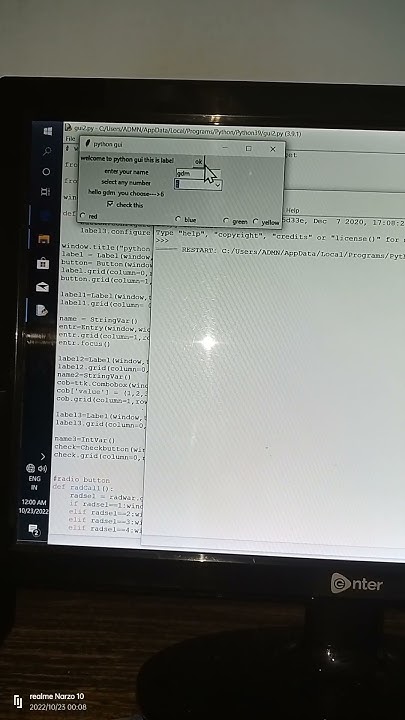 Simple Interface Using Python Tkinter Python Pythontkinter Youtube 8636