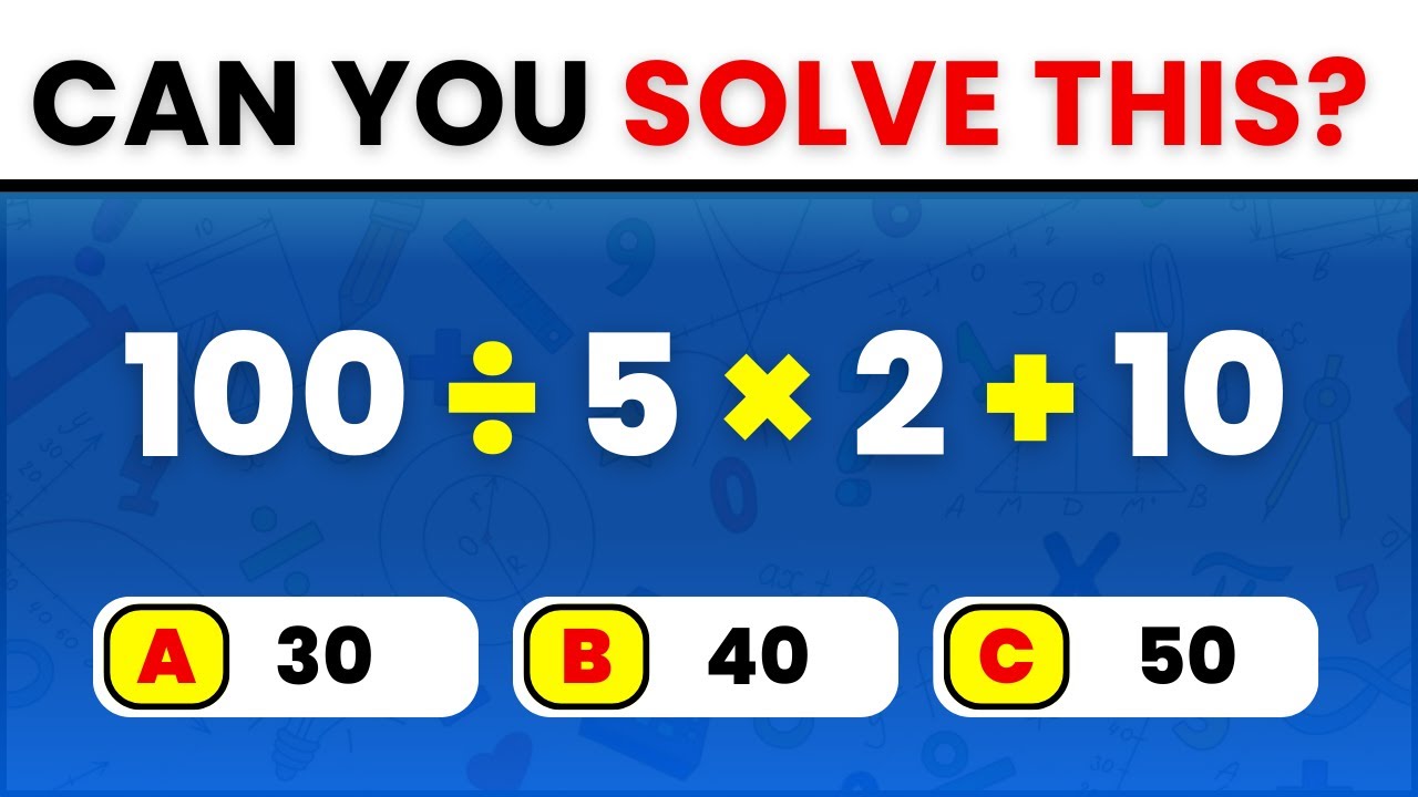 Only 1 in 20 People Can Solve These Math Puzzles! ️ 😲 - YouTube