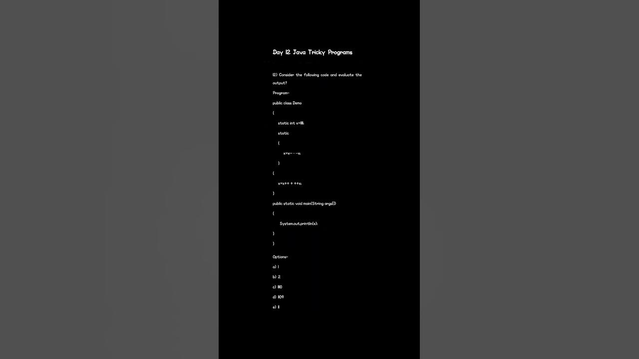 Java Tricky Programs Day 12 🔥 Coding Codelife Hg Javaprogramming Codeforlife Java Python