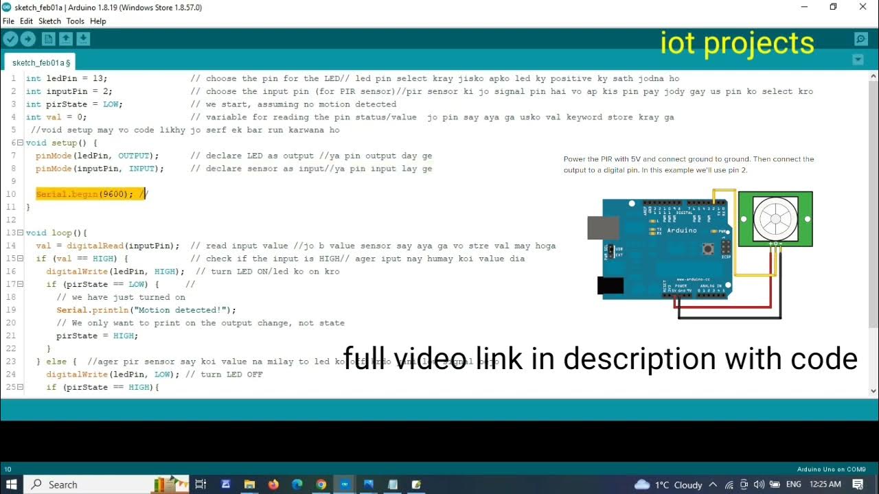 pir motion sensor with arduino #iotprojects #iot #pirsensor #arduino - YouTube