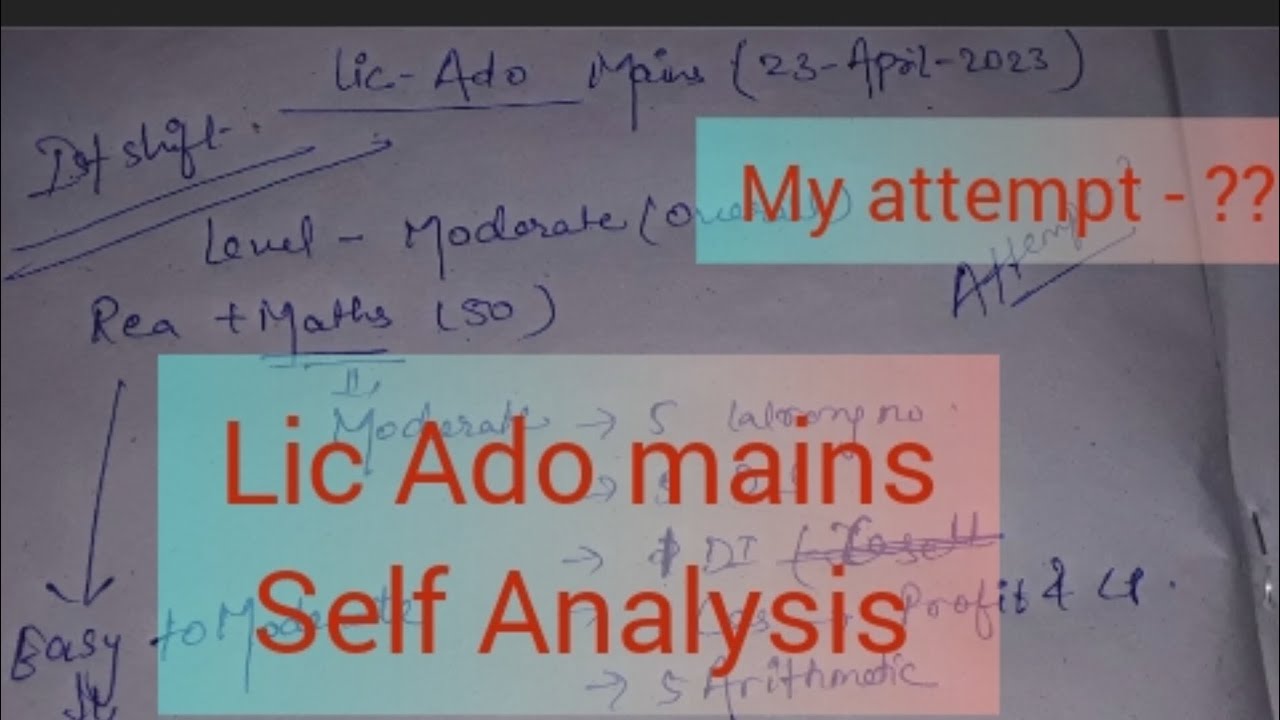Lic Ado Mains Analysis 2023 self analysis #exam #level #viral - YouTube
