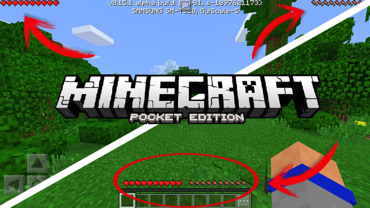 COMO TENER la BARRA de HAMBRE y VIDA ABAJO (IGUAL A PC) en MINECRAFT PE 0.15.1 | IMCREIBLE ...
