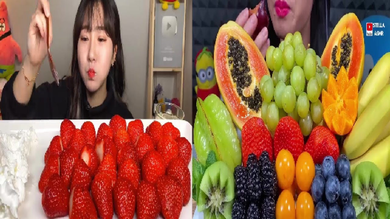 Mukbangers going extremely healthy🍓🍓🍌🥝🍉🍎🍑 [ FRUITY MUKBANG COMPILATION ...