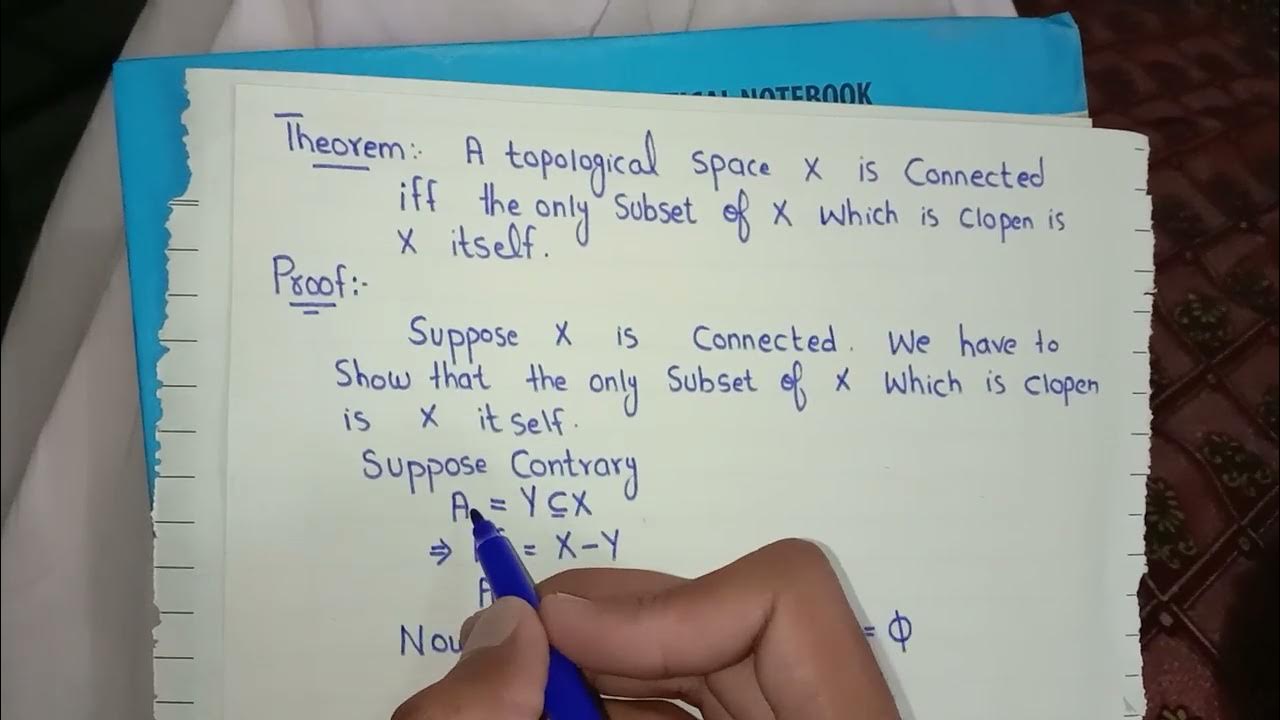 The topological space X is connected Iff the only subset of X which Is open and closed Is X ...