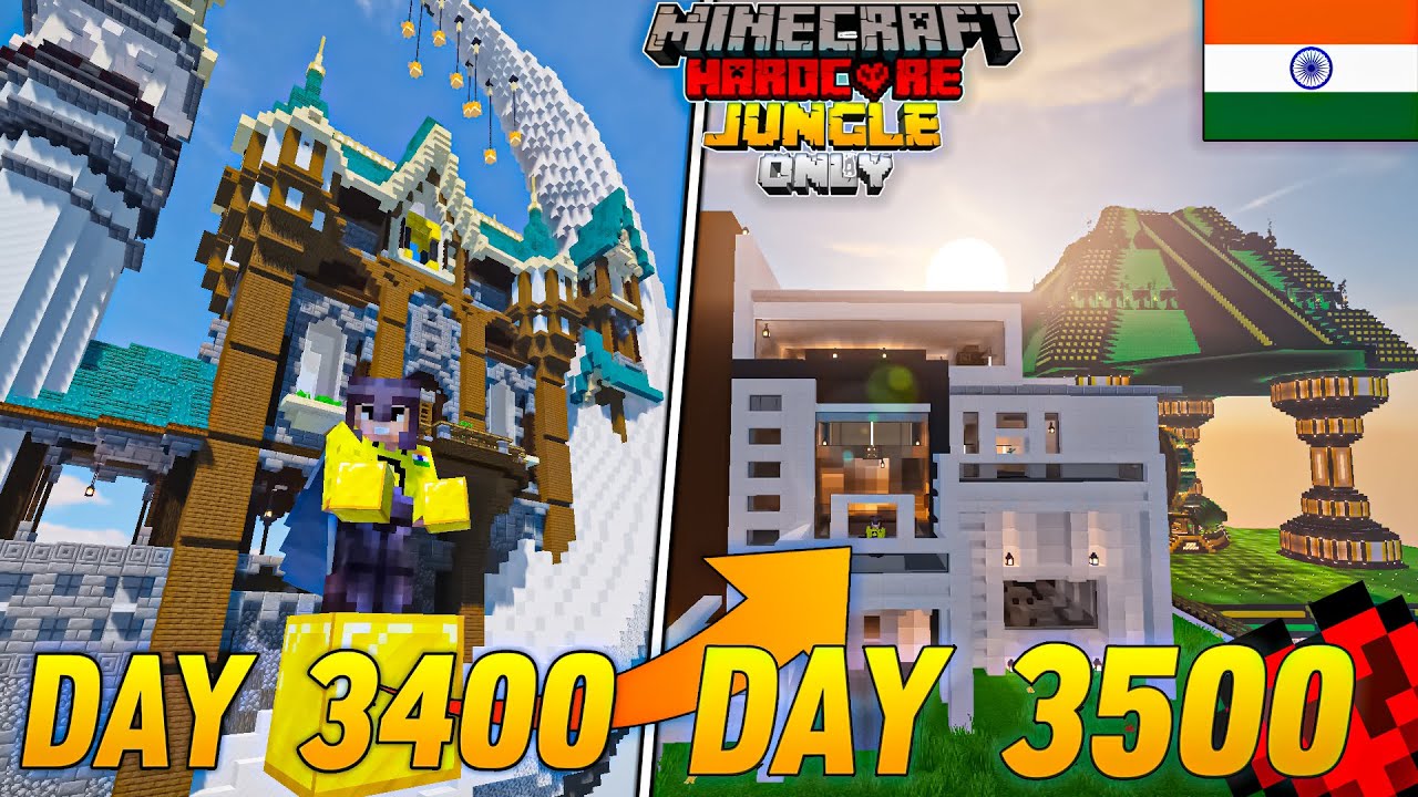 I Survived 100 Days in Jungle Only World in Minecraft Hardcore(hindi) - Minecraft 3500 days ...