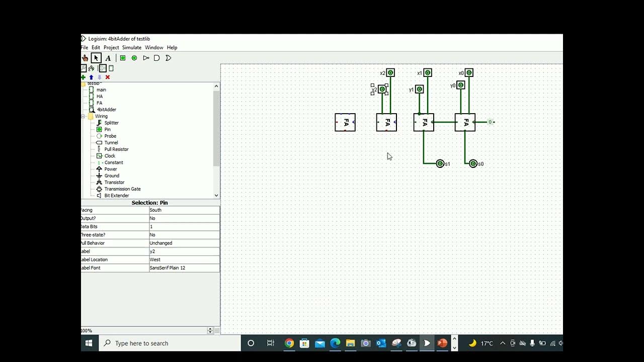 05_ logic circuit simulation using logism for 4 bit adder using FA ...
