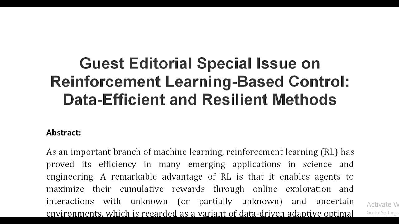 Guest Editorial Special Issue on Reinforcement Learning Based Control Data Efficient and ...