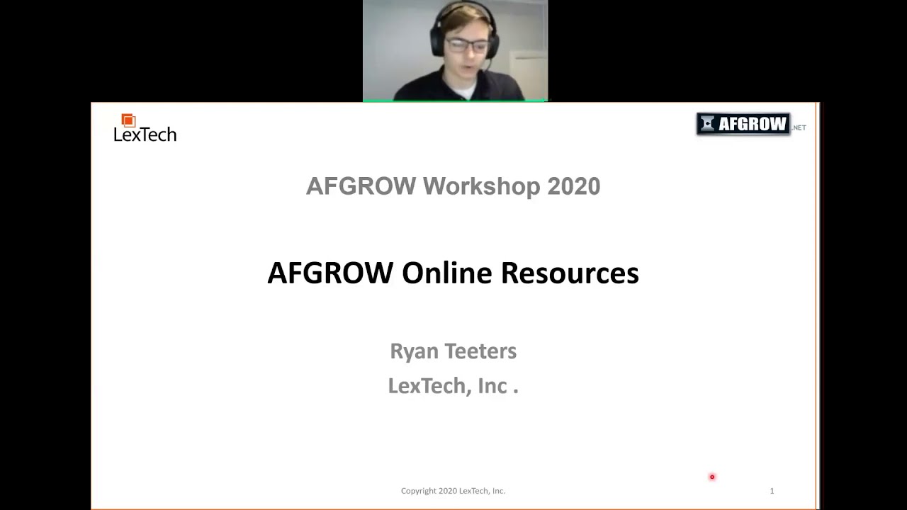 AFGROW On-Line Resources - Workshop 2020 - YouTube