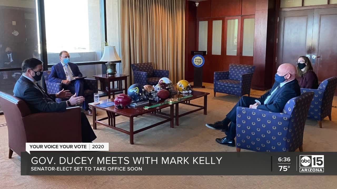 Senator-elect Mark Kelly meets with Governor Ducey, discuss issues ...