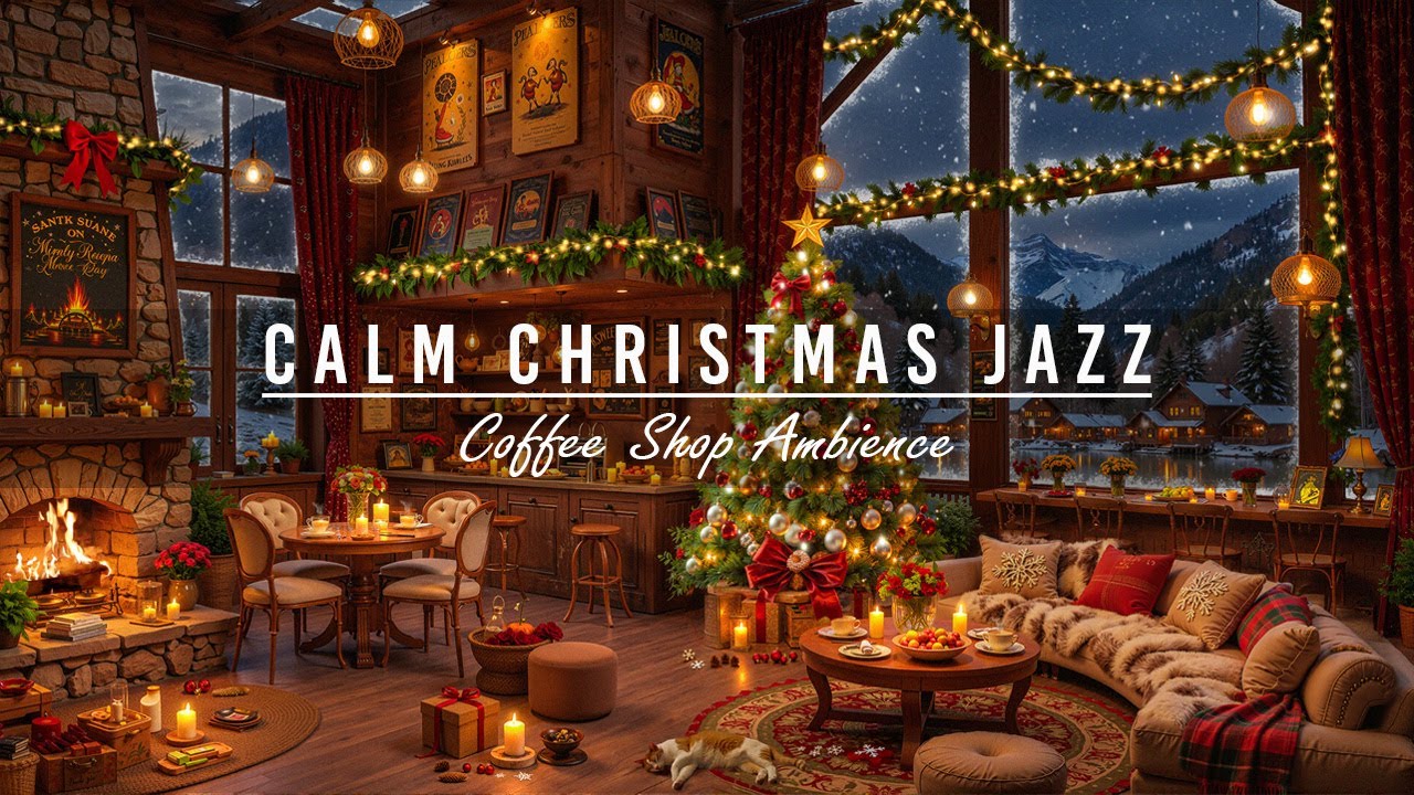 Calm Christmas Jazz Music🎄Stay Warm in Cozy Christmas Coffee Shop ...