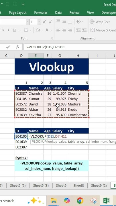 How to use Vlookup Function in Tamil | Excel Tamil - YouTube