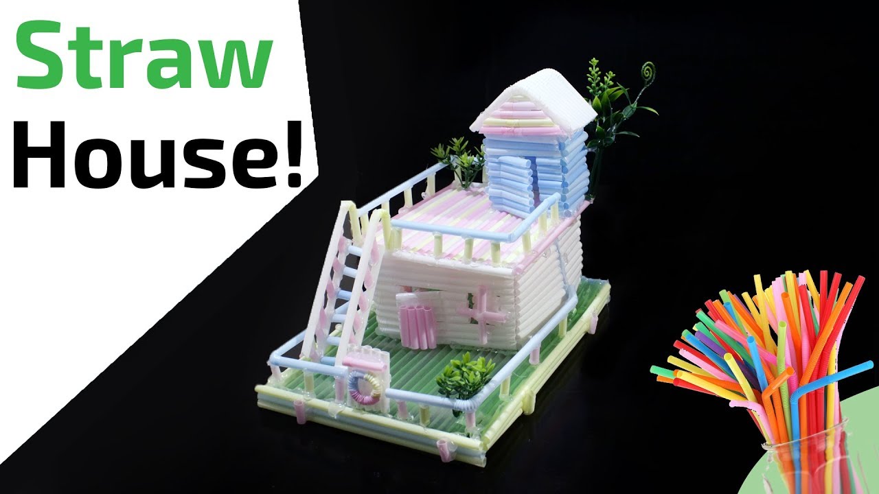 Mini Beautiful House!!! How to make house from drinking straw! - YouTube