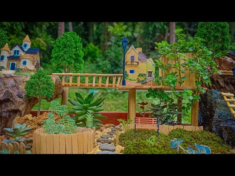 DISH GARDEN DESIGN IDEAS :  House Village in a Rectangular Pot 🏘️🌿🌵(  FINAL LOOK  )