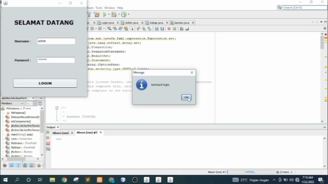 Aplikasi Absen Mahasiswa menggunakan JAVA GUI (PEMROGRAMAN BERBASIS ...