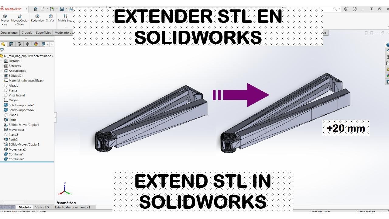 Cómo extender STL / OBJ / 3MF en SolidWorks | Editar - YouTube