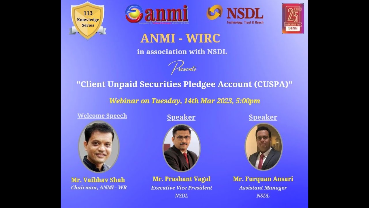 "Webinar on Client Unpaid Securities Pledgee Account (CUSPA)" - YouTube