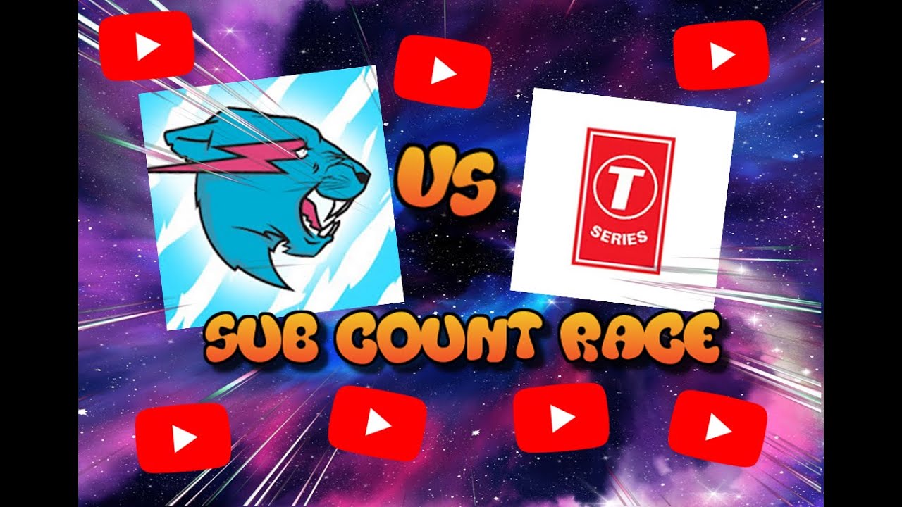 MR BEAST VS T-SERIES SUB COUNT RACE ! 🟦🟦🟦🟥🟥🟥MR BEAST WINS SUB RACE ...
