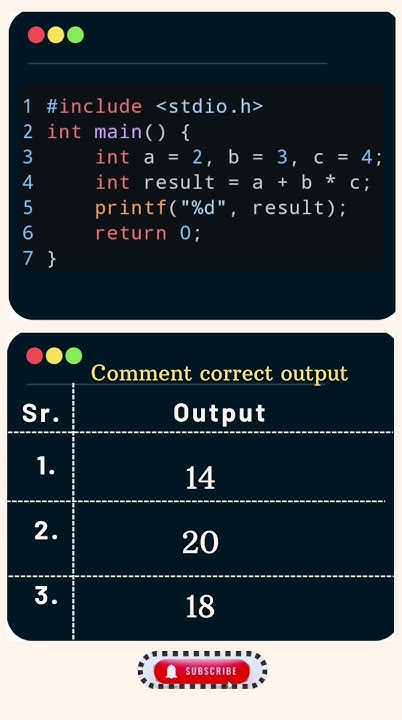 "Short Video C Programming Quiz Operator Precedence" #python #programming #learn#code #coding ...