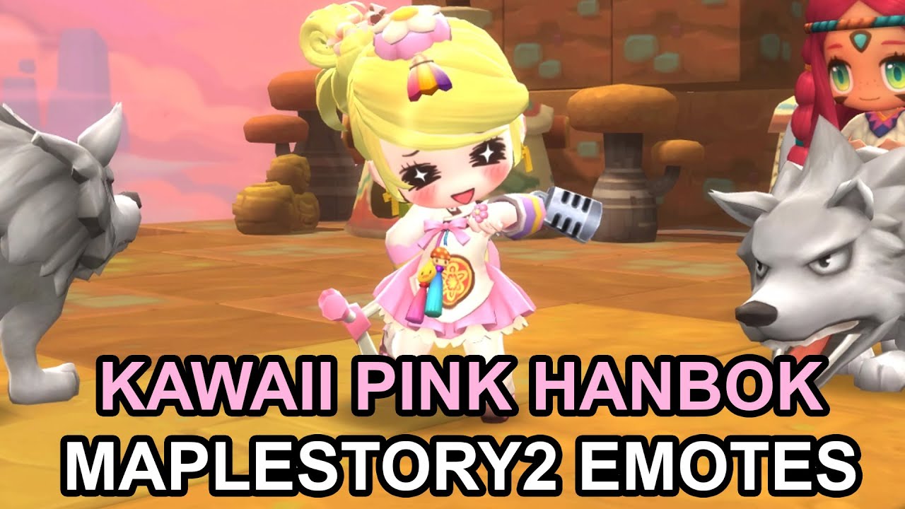 Pink Hanbok I'm Cute MapleStory2 Emotes - YouTube