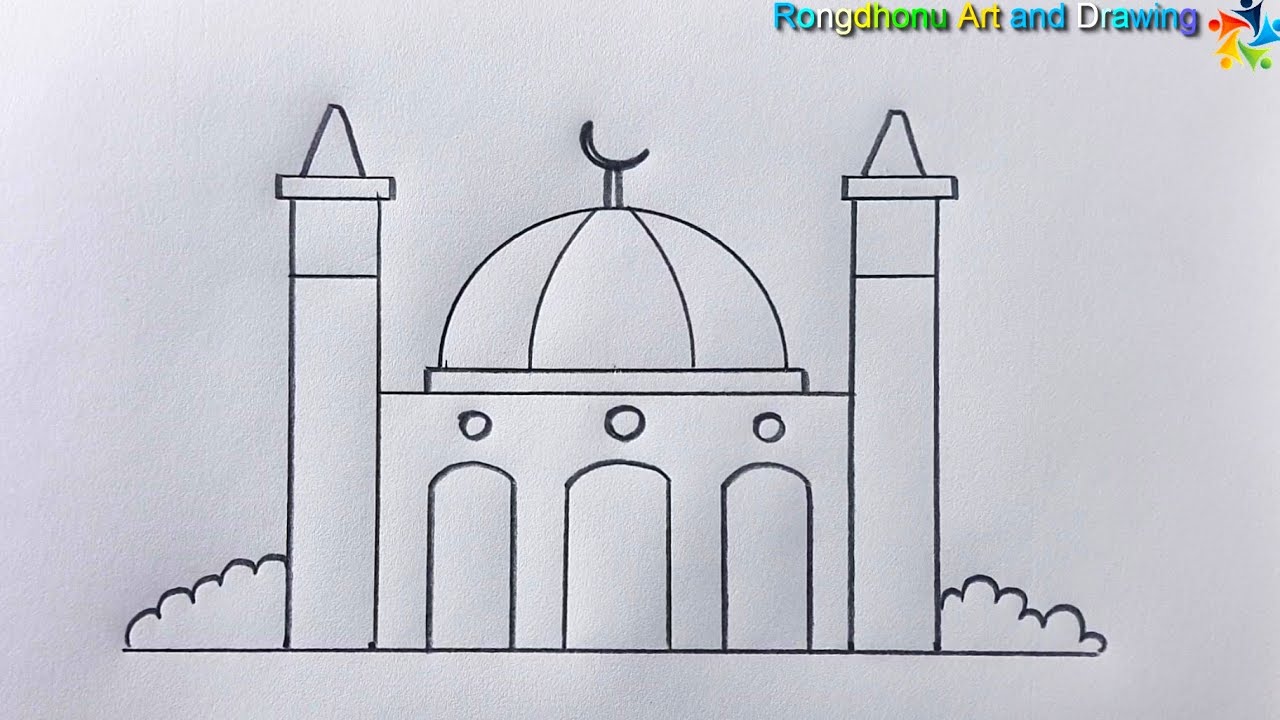 How to draw a Mosque | Masjid Easy Drawing | Pencil Drawing - YouTube