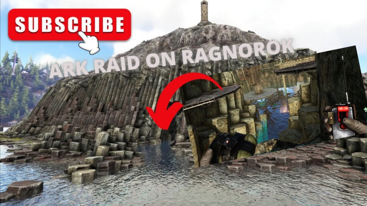 ARK solo raid on Ragnarok cave underneath lighthouse - YouTube
