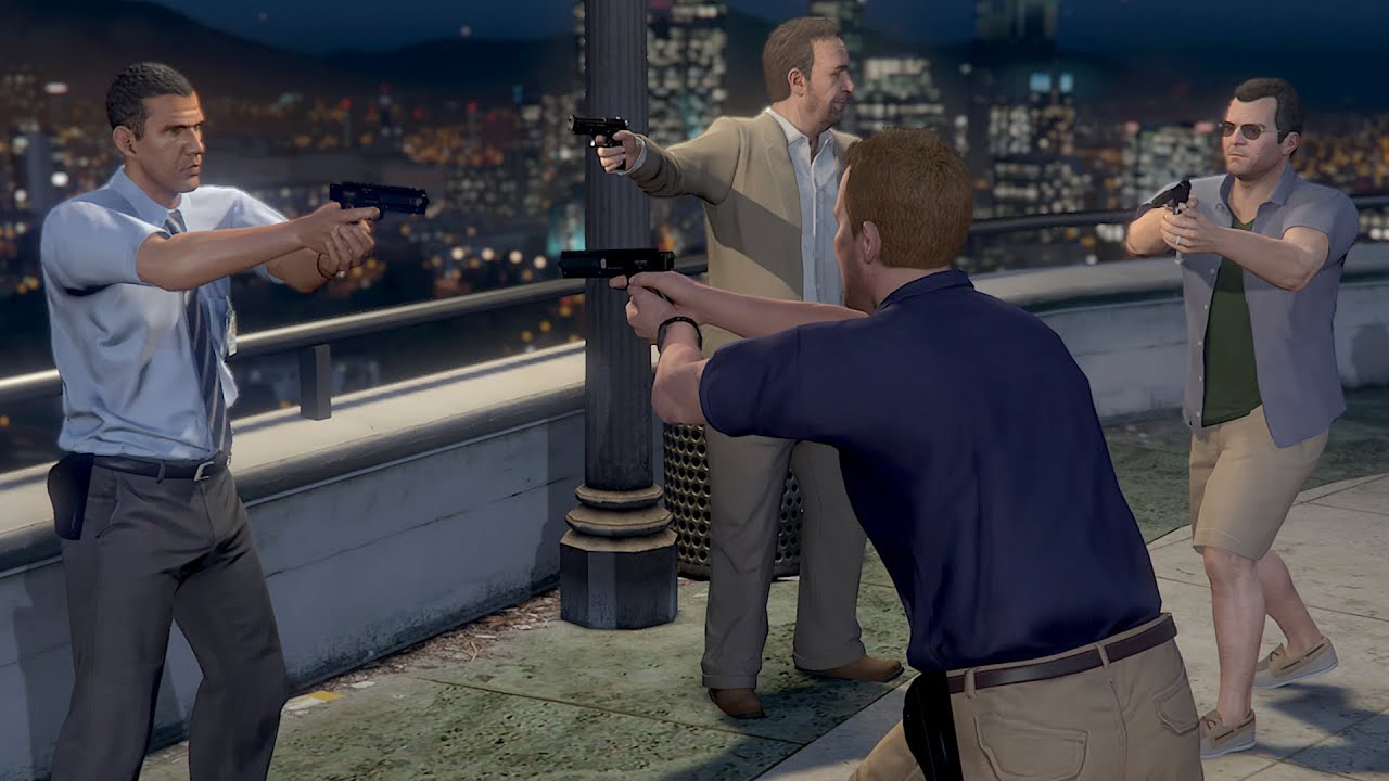 GTA V - Michael Bomb FIB Building and Gunfight FIB - YouTube