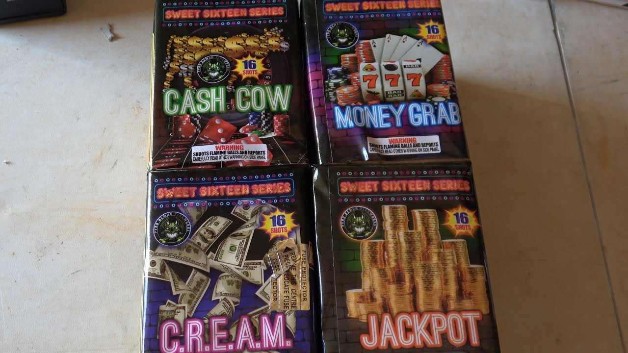 Sweet Sixteen series 16 shot 200g cakes (Cash Cow, Money Grab, C.R.E.A ...