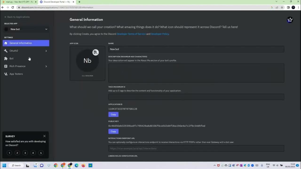 [1] Set up the bot & Code your first command | Discord py - YouTube