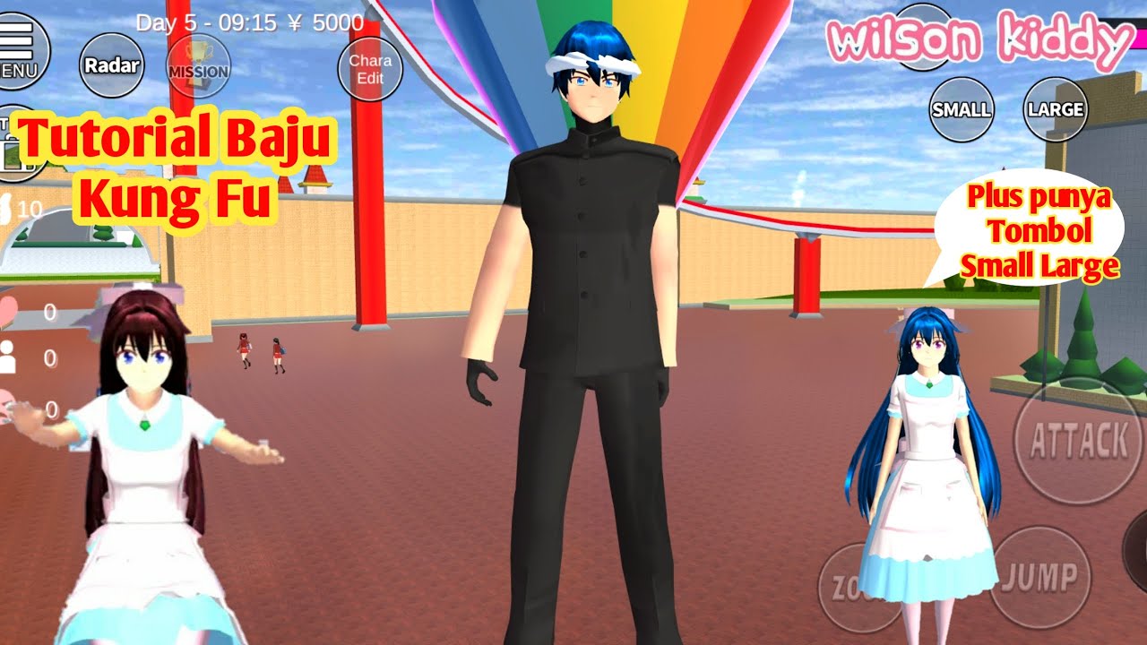 Takagi Tutorial Baju Kungfu dan Tombol Small Large | Sakura School ...