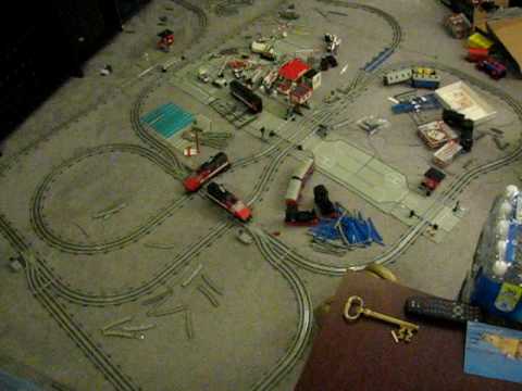 Lego 12V train layout - 2 engines, 220V Converter in Canada - YouTube