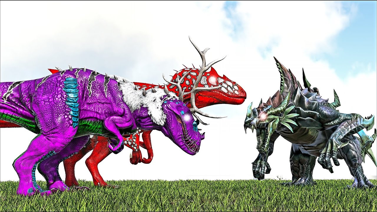 MAGNACLAVA VS X-CARCHARODONTOSAURUS AND CORNUSAURUS WENDIGO DINO (ARK ...
