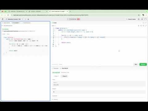 Biweekly 146 : Q1. Count Subarrays of Length Three With a Condition - YouTube