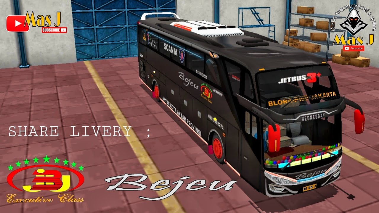 {LIVERY BUSSID}share livery FREE Bejeu Shd blackdof - YouTube