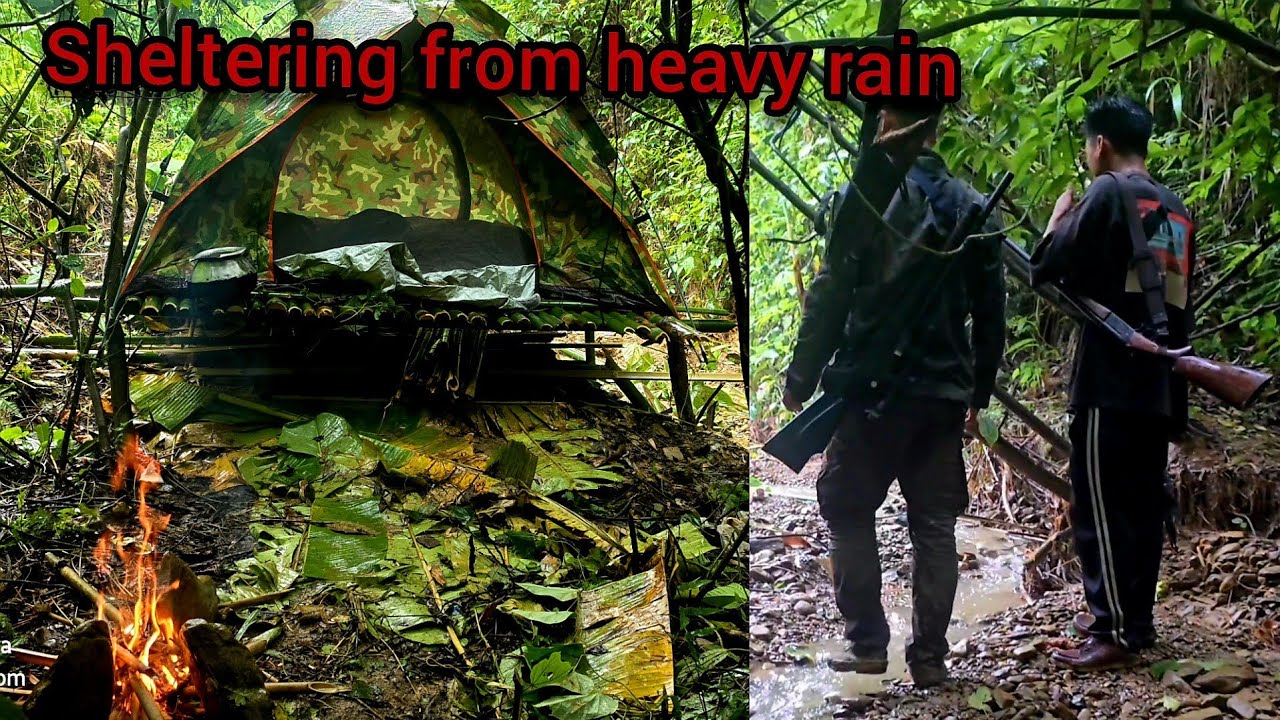 Camping With 2 Friend 🧡 Sheltering From Heavy Rain In the tent ( Part1 ...