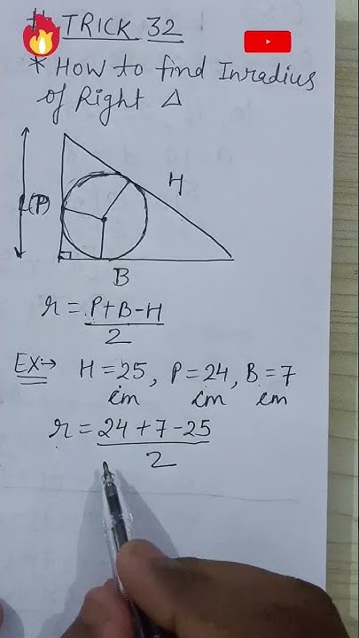 trick to find inradius of a circle inside a right angle triangle | #maths tricks - YouTube