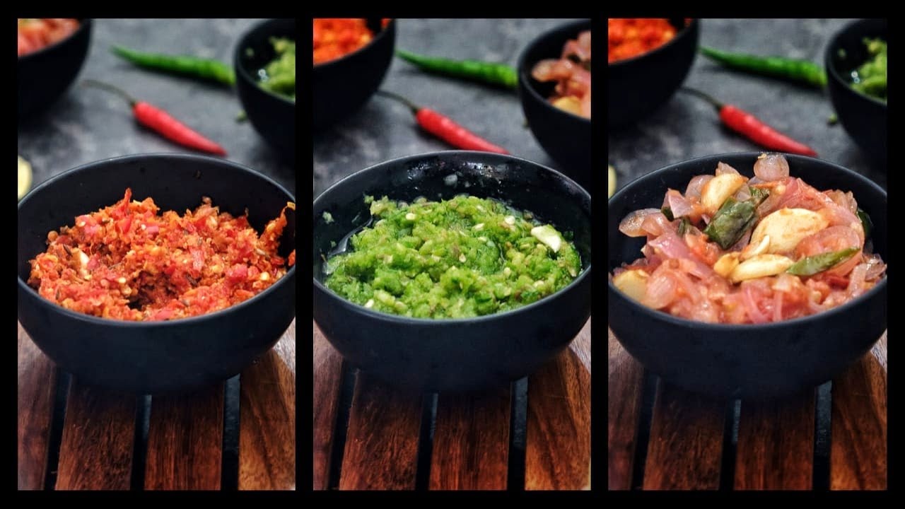 3 types of Instant Thecha | 3 प्रकार के ठेचा - YouTube