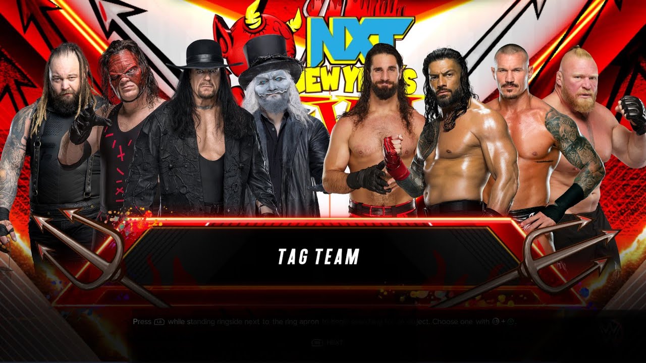 8 MAN TAG MATCH Roman Reigns Seth Rollins Randy Orton & Brock Lesnar vs ...