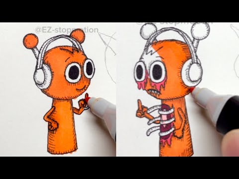 How to draw Sprunki Oren (Orange) Ph1 & 2 | 4K video - YouTube