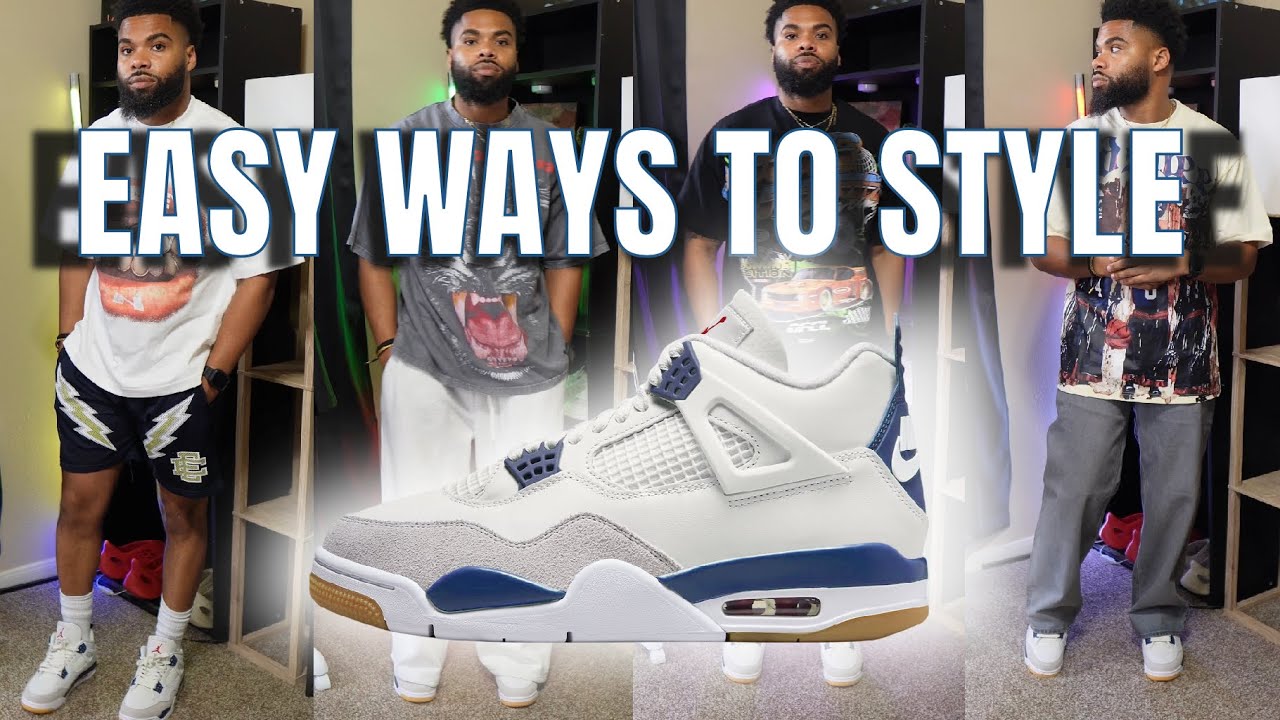 EASY WAYS TO STYLE AIR JORDAN 4 SB NAVY ( 2025 MEN STREETWEAR OUTFIT ...