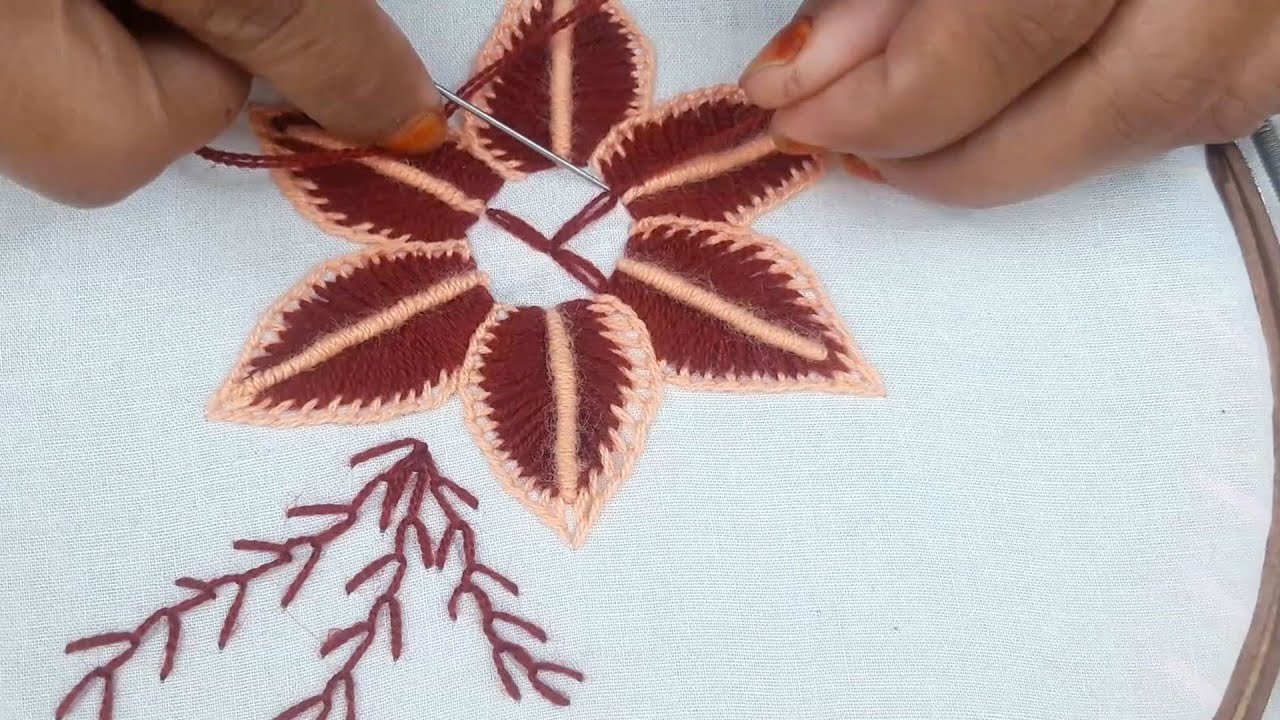Hand embroidery Button hole stitch | Button hole flower design - YouTube