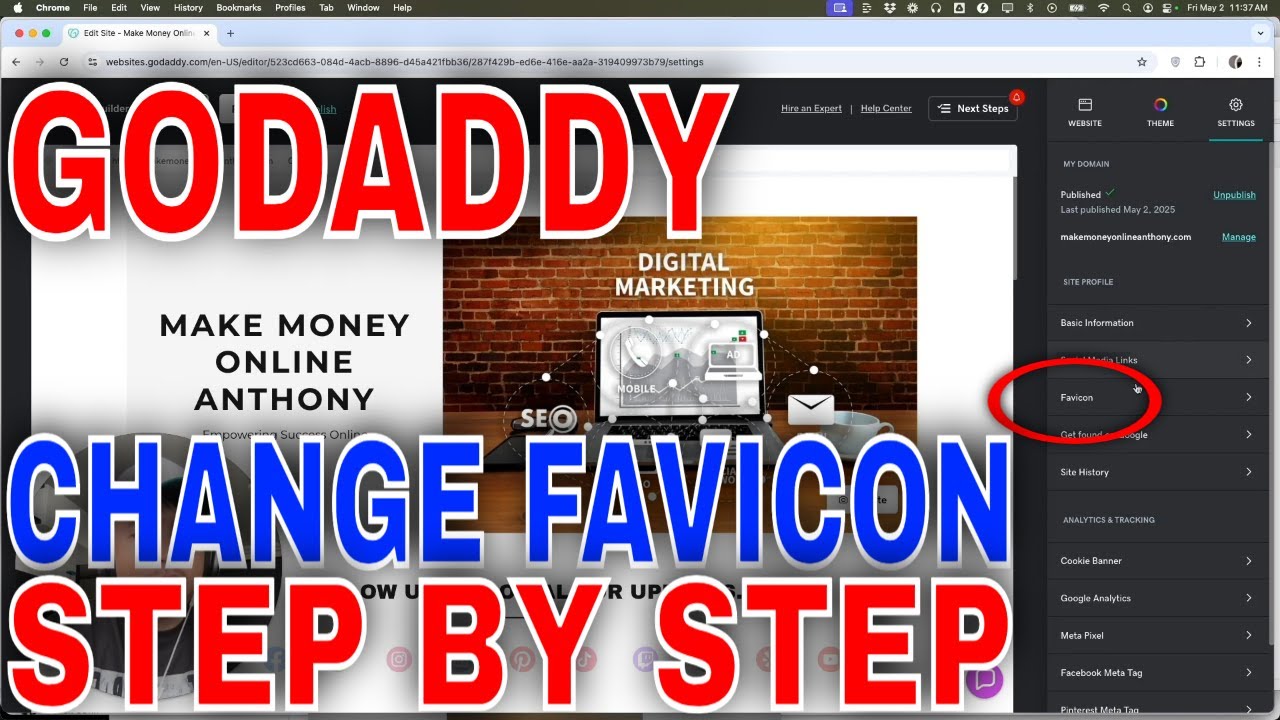 How To Add Change GoDaddy Website Builder Favicon🔴 - YouTube