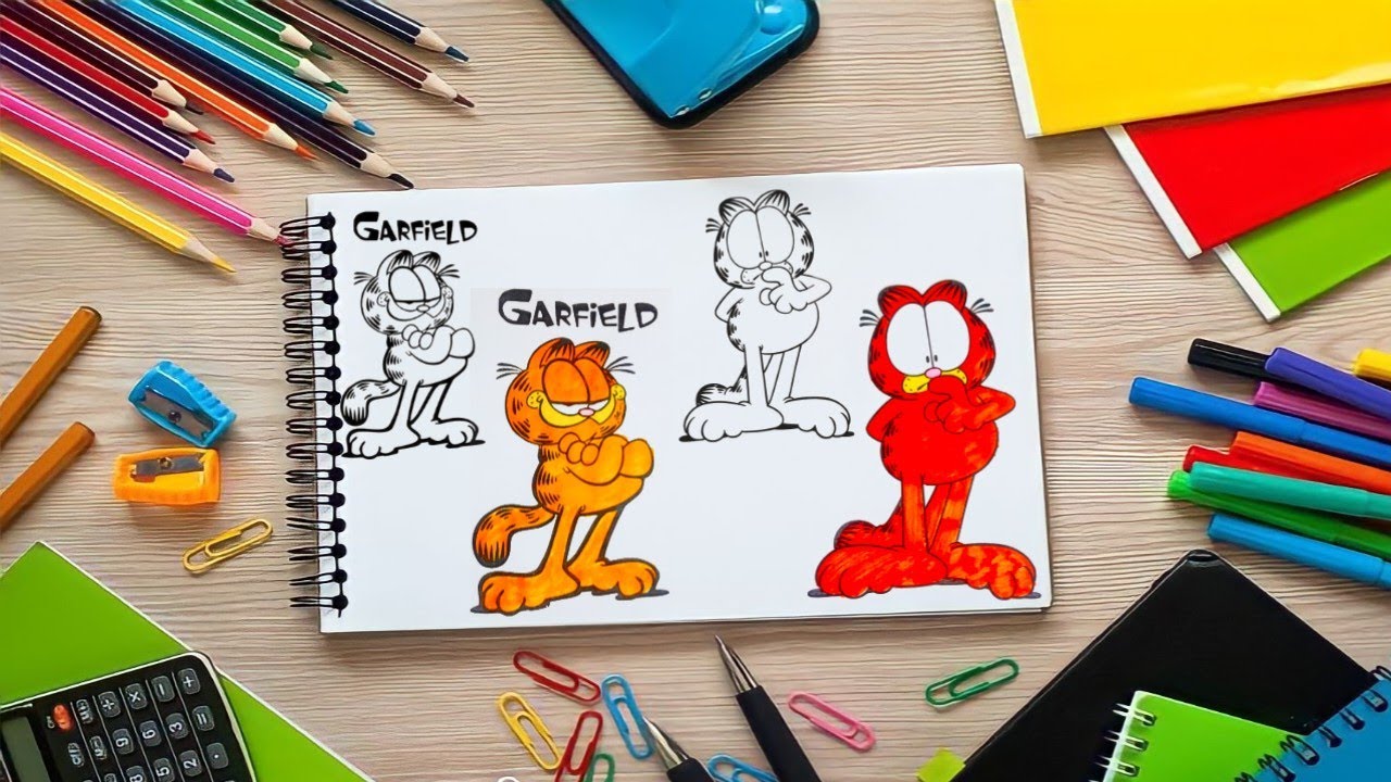 Garfield colouring,how to colour Garfield the cat by jim david ...