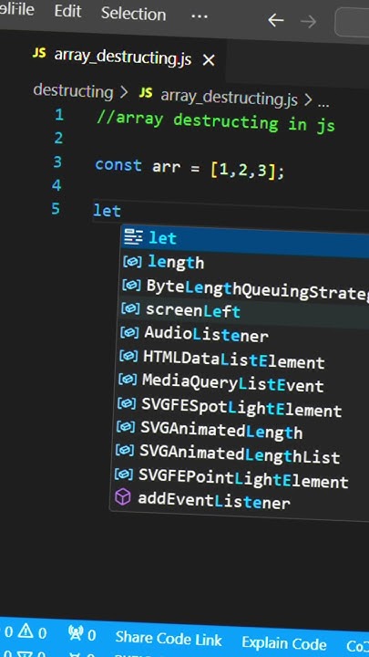 Destructing in Js #coding #javascript #coderlife #computerprogrammer #python #shorts #shortvideo ...