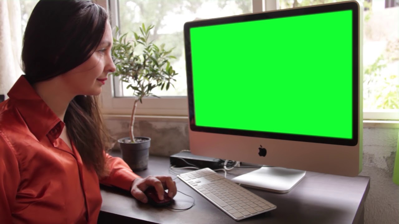 Woman Using Computer With Green Screen Display Free stock footage By Nelson Noman - YouTube